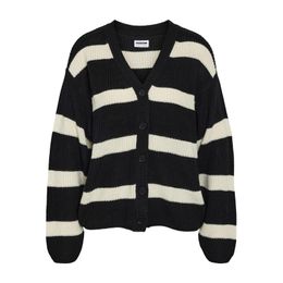 Noisy may Damen Strickjacke "NMMAYSA L/S V-NECK KNIT CARDIGAN NOOS", schwarz, Gr. XS, gestreift, Strick, Obermaterial: 50% Baumwolle, 50% Polyamid,