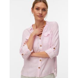 V&eacute;ro Moda VERO MODA Damen Hemdbluse "VMBUMPY L/S SHIRT NEW WVN GA NOOS", rosa, Gr. XS, gestreift, Web, Obermaterial: 100% Viskose, Blusen, Viskose, regular fit
