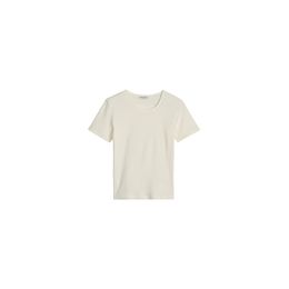Marc O'Polo MARC O'POLO Damen Kurzarmshirt "Mix N Match Airy Cotton Rib", Gr. Swei&szlig; cotton, Rippware, Obermaterial: 98% Baumwolle, 2% Elasthan, Shirts, mit