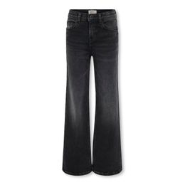 KIDS Only M&auml;dchen Weite Jeans "KOGJUICY LIFE WIDE LEG DNM DCC369", schwarz, Gr. 116, unifarben, Denim/Jeans, Obermaterial: 99% Baumwolle, 1%