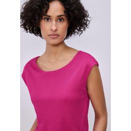 T-Shirt Street One, Damen, Gr. 44, magenta dream, Web, 50% Baumwolle, 50% Modal, unifarben, comfort fit normal, U-Boot-Ausschnitt, normaler Saum, Shirts T-Shirt, mit U-Boot-Ausschnitt