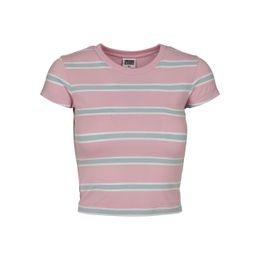 Urban Classics Damen T-Shirt "Urban Classics Damen Ladies Stripe Cropped Tee"girlypink, oceanblau, Gr. XL, gestreift, 95% Baumwolle, 5% Elasthan,