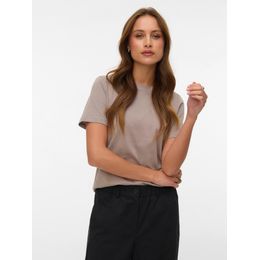 V&eacute;ro Moda VERO MODA Damen Kurzarmshirt "VMPAULINA SS T-SHIRT GA JRS NOOS", beige, Gr. XS, unifarben, Jersey, Obermaterial: 100% Baumwolle, Shirts, Baumwolle,