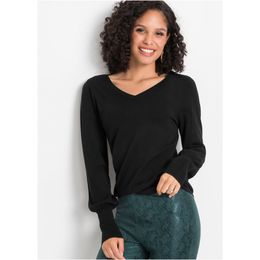 bonprix Damen Strickpullover, schwarz, Gr. 32, unifarben, Feinstrick, Obermaterial: 70% Viskose, 30% Polyamid, Pullover, Viskosemischung,