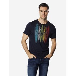 Koroshi T-Shirt Herren Gr&ouml;&szlig;e L navy / azur / gelb / blutrot