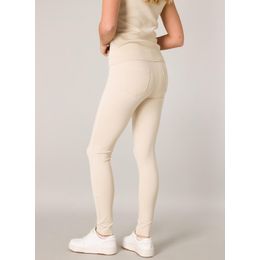 Base Level Damen Treggings, beige, Gr. 42, unifarben, Web, Obermaterial: 65% Viskose, 30% Nylon, 5% Elasthan, Hosen, mit elastischem Bund und Viskose