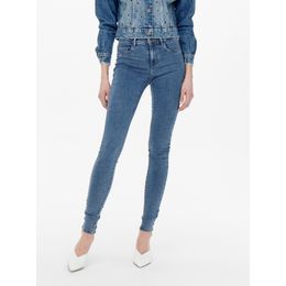 Only Damen Skinny-fit-Jeans "ONLRAIN LIFE REG SKINNY DNM", blau, Gr. XL, unifarben, Denim/Jeans, Obermaterial: 53% Viskose (LENZING ECOVERO ), 29%