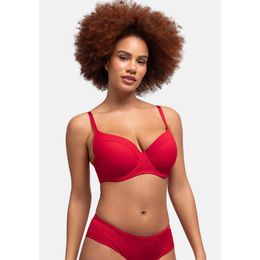 Dorina Damen B&uuml;gel-BH "Carmen", Gr. 90, rot, Microtouch, Obermaterial: 63% Polyamid, 27% Polyester, 10% Elasthan, gestreift, unifarben, BHs, leicht
