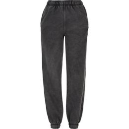 Urban Classics Damen Jogginghose "Urban Classics Damen Ladies High Waist Stone Washed Sweat Pants"schwarz, Gr. M, unifarben, 70% Baumwolle, 30%