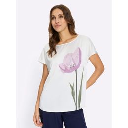 Inspirationen Damen Schlupfbluseecru, bedruckt, Gr. 54, bedruckt, gebl&uuml;mt, gemustert, mehrfarbig, 97% Polyester, 3% Elasthan, Blusen