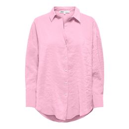 Hemdbluse Only "ONLZAZIMA L/S LOOSE SHIRT WVN NOOS", Damen, Gr. XS, pink lady, Web, Obermaterial: 84% Modal, 16% Polyester, unifarben, oversize Po-bedeckend, Blusen Hemdbluse
