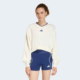 Damen Sweatshirt "STADIUM CREW"sanftes wei&szlig;, dunkelblau, Gr. XXL, adidas Sportswear, Obermaterial: 100% Baumwolle, Sweatshirts