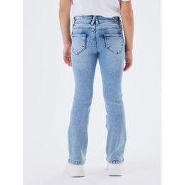 name it M&auml;dchen Bootcut-Jeans "NKFPOLLY SKINNY BOOT JEANS 1142-AU NOOS", blau, Gr. 140, unifarben, Denim/Jeans, Obermaterial: 67% Baumwolle, 28%