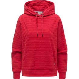 Ragwear Damen Kapuzenpullover "Pirita Crepe"rot, Gr. XL, Sweatware, Material: 65% Baumwolle, 27% Polyester, 6% Viskose, 2% Elasthan, Pullover, Hoodie