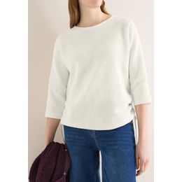 Cecil Damen 3/4 Arm-Pulloverraw sand beige, Gr. M, unifarben, Strick, Obermaterial: 100% Baumwolle, Pullover, mit seitlicher Raffung und Bindeb&auml;ndern