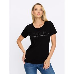 Heine Damen T-Shirt "Shirt"schwarz, Gr. 48, bedruckt, gemustert, mehrfarbig, 95% Baumwolle, 5% Elasthan, Shirts