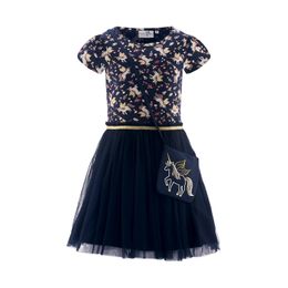 happy girls M&auml;dchen Sommerkleidnavy, Gr. 110, bedruckt, Jersey, Obermaterial: 95% Baumwolle, 5% Elasthan. Futter: 100% Polyester. Unterteil: 100%