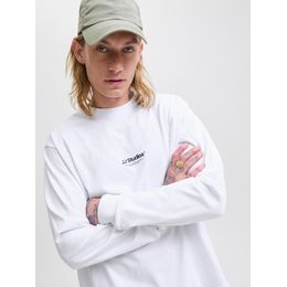 Jack & Jones JACK & JONES Herren Langarmshirt "JJESOHO TEE LS CREW NECK NOOS", wei&szlig;, Gr. S, bedruckt, Jersey, Obermaterial: 100% Baumwolle, Shirts