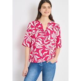 Cecil Damen Druckbluse, pink, Gr. M, bedruckt, gebl&uuml;mt, Web, Obermaterial: 100% Viskose, Blusen, Sommerbluse mit floralem Muster