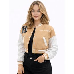 Worldclassca Between-Season Jacket 'Crop College Bomber Jacket' female Beige size M