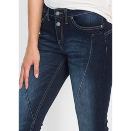 bonprix Damen Bootcut-Jeans "Bootcut Jeans Mid Waist, Stretch", blau, Gr. 40, unifarben, Denim/Jeans, Obermaterial: 95% Baumwolle, 4% Polyester, 1%