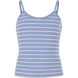 Urban Classics M&auml;dchen Muskelshirt "Urban Classics Girls Striped Rib Basic Top"powderblau, wei&szlig;, Gr. 110, gestreift, 96% Baumwolle, 4% Elasthan,