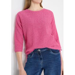 Cecil Damen 3/4 Arm-Pulloverbeetroot pink, Gr. XL, unifarben, Strick, Obermaterial: 100% Baumwolle, Pullover, mit seitlicher Raffung und Bindeb&auml;ndern