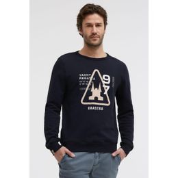 Gaastra Herren Sweater, blau, Gr. S, bedruckt, bestickt, Sweatware, Material: 100% Baumwolle, Sweatshirts, aus Baumwolle