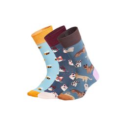 DillySocks Socken 'Cute Animal' Damen Gr&ouml;&szlig;e 41/46 navy / blue denim / hellblau / braun / gelb