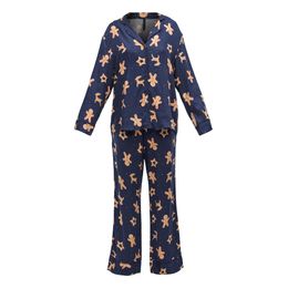 Hunkem&ouml;ller Hunkem&ouml;ller Pyjama 'Ginger' Damen Gr&ouml;&szlig;e XL sand / navy / pink / wei&szlig; Winterkleid