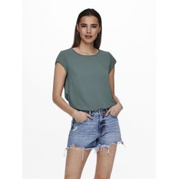 Only Damen Kurzarmbluse "ONLVIC &ndash; feminines Blusenshirt in lockerer Form", gr&uuml;n, Gr. 38, unifarben, Web, Obermaterial: 97% Polyester, 3% Elasthan,