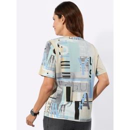 Inspirationen Damen T-Shirt "Kurzarm-Shirt"bleu, sand, bedruckt, Gr. 52, bedruckt, gemustert, mehrfarbig, 50% Baumwolle, 50% Modal, Shirts