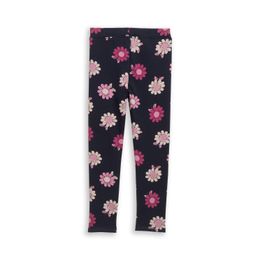 Tom Tailor M&auml;dchen Leggingssmall dunkelblau flower print, Gr. 104, bedruckt, Web, Obermaterial: 70% Polyester, 28% Baumwolle, 2% Elasthan, Hosen, mit