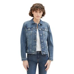 Tom Tailor Damen Jeansjacke, blau, Gr. XXXL, unifarben, Denim/Jeans, Obermaterial: 99% Baumwolle, 1% Elasthan. Futter: 100% Baumwolle, Jacken, mit