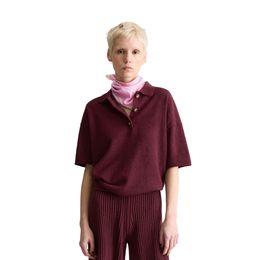 Marc O'Polo Damen Poloshirt "aus Crinkled Organic Cotton-Mix"merlot rot, Gr. S, MARC O'POLO DENIM, unifarben, Obermaterial: 81% Baumwolle, 19% Polyamid, Shirts