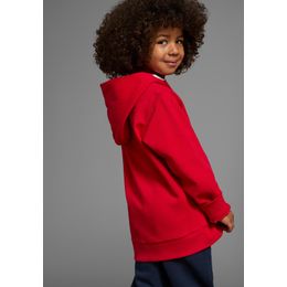 Kidsworld Jungen Kapuzensweatshirt "BEST JOB EVER", rot, Gr. 92, bedruckt, angeraute Sweatware, Obermaterial: 100% Baumwolle. Kapuzenfutter: 100%