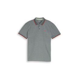 Tom Tailor Herren Piqu&eacute; Poloshirt mit Logo-Print, gr&uuml;n, Meliert, Gr. XL