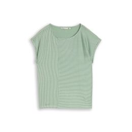 Tom Tailor Denim Damen Loose Fit T-Shirt mit Streifenmuster, gr&uuml;n, Gestreift, Gr. M