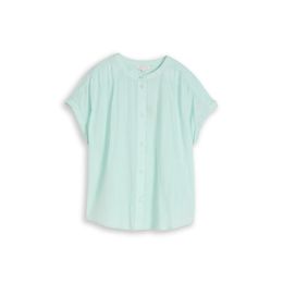 Tom Tailor Damen Loose Fit Bluse, blau, Uni, Gr. 46