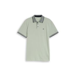 Tom Tailor Herren Piqu&eacute; Poloshirt mit Logo-Print, gr&uuml;n, Uni, Gr. XXL