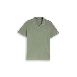 Tom Tailor Herren Resort Poloshirt im Used-Look, gr&uuml;n, Uni, Gr. L