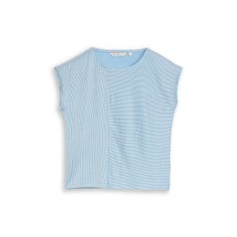 Tom Tailor Denim Damen Loose Fit T-Shirt mit Streifenmuster, blau, Gestreift, Gr. XXL