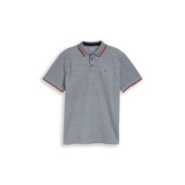 Tom Tailor Herren Piqu&eacute; Poloshirt mit Logo-Print, blau, Meliert, Gr. XL