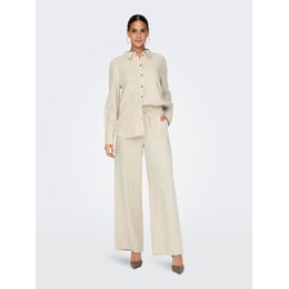 Jacqueline de Yong JDY Damen Schlupfhose "JDYSAY LINEN HW WIDE PANT WVN NOOS", beige, Gr. XL, unifarben, Web, Obermaterial: 55% Leinen, 45% Viskose, Hosen, Sommerhose