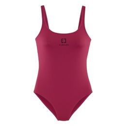 ELBSAND Damen Badeanzug, pink, Gr. 46, unifarben, Recycling-Polyamid, Badeanz&uuml;ge, mit Markenschriftz&uuml;gen in Kontrastfarbe