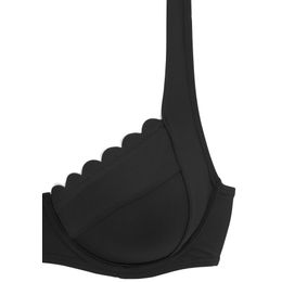 Lascana Damen B&uuml;gel-Bikini-Top "Camilla", schwarz, Gr. 48, unifarben, Polyamid, Bikini-Oberteile, mit kontrastfarbenem Detail