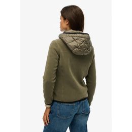 Superdry Damen Steppjacke "HOODED HERITAGE STORM JACKET", gr&uuml;n, Gr. M, unifarben mit Farbeinsatz, Steppware, Obermaterial: 100% Polyester, Jacken,