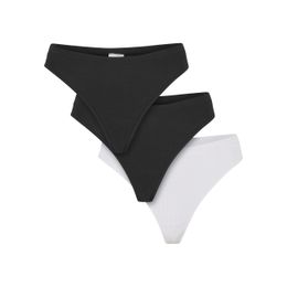 Urban Classics Damen Panty "Urban Classics Ladies Rip Tanga 3-Pack", Gr. Lschwarz, schwarz, wei&szlig;, 92% Nylon, 8% Elasthan, unifarben, Unterhosen