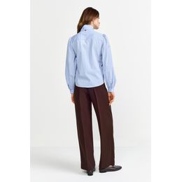 RICHROYAL Damen Karobluse, blau, Gr. 38, Web, Obermaterial: 100% Baumwolle, Blusen, mit Schleifenkragen, femininer Schnitt, Puff&auml;rmel