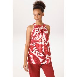 Aniston CASUAL Damen Blusentop, rot, Gr. 38, bedruckt, Web, Obermaterial: 100% Viskose, Blusen, mit gro&szlig;fl&auml;chigen Bl&auml;ttern bedruckt